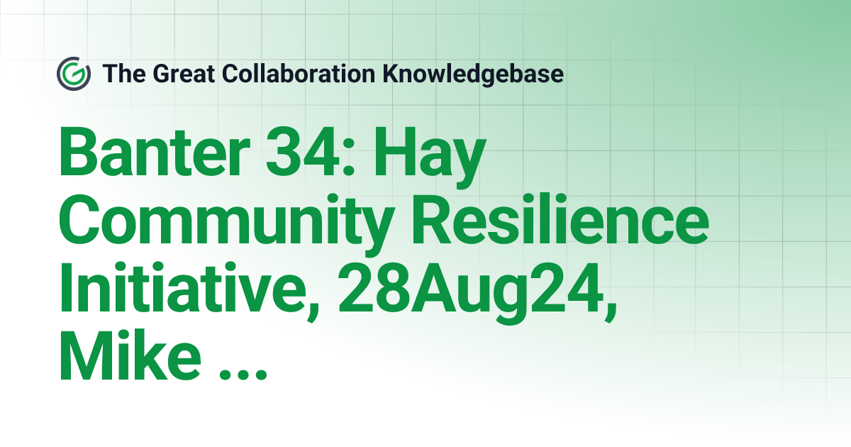 Banter 34: Hay Community Resilience Initiative, 28Aug24, Mike Eccles | The Great Collaboration ...