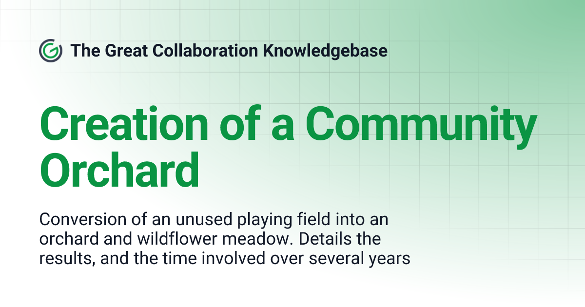 Creation of a Community Orchard | The Great Collaboration Knowledgebase